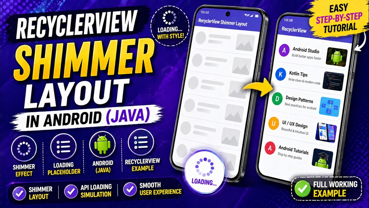 ANDROID - RECYCLERVIEW SHIMMER LAYOUT || TUTORIAL IN JAVA