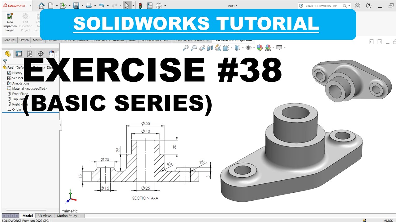 SolidWorks Tutorial: Design a Base Bracket– Step-by-Step Exercise #38