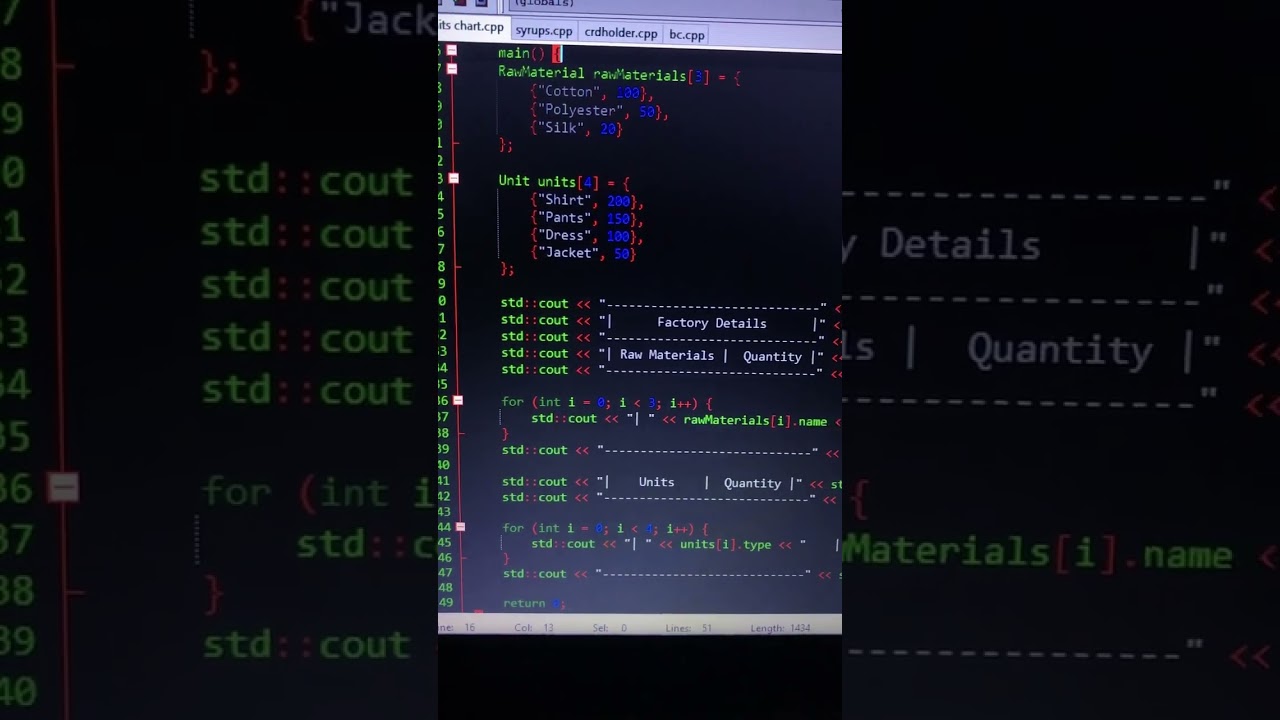 cloth factory c++ #coding #cpp #code #codemasters #codinglife #codingninja #coderstokyo #coders