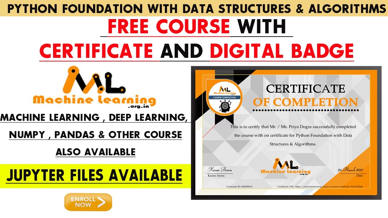 Python Free Course | Python Foundation with Data Structures & Algorithms – Free Certificate