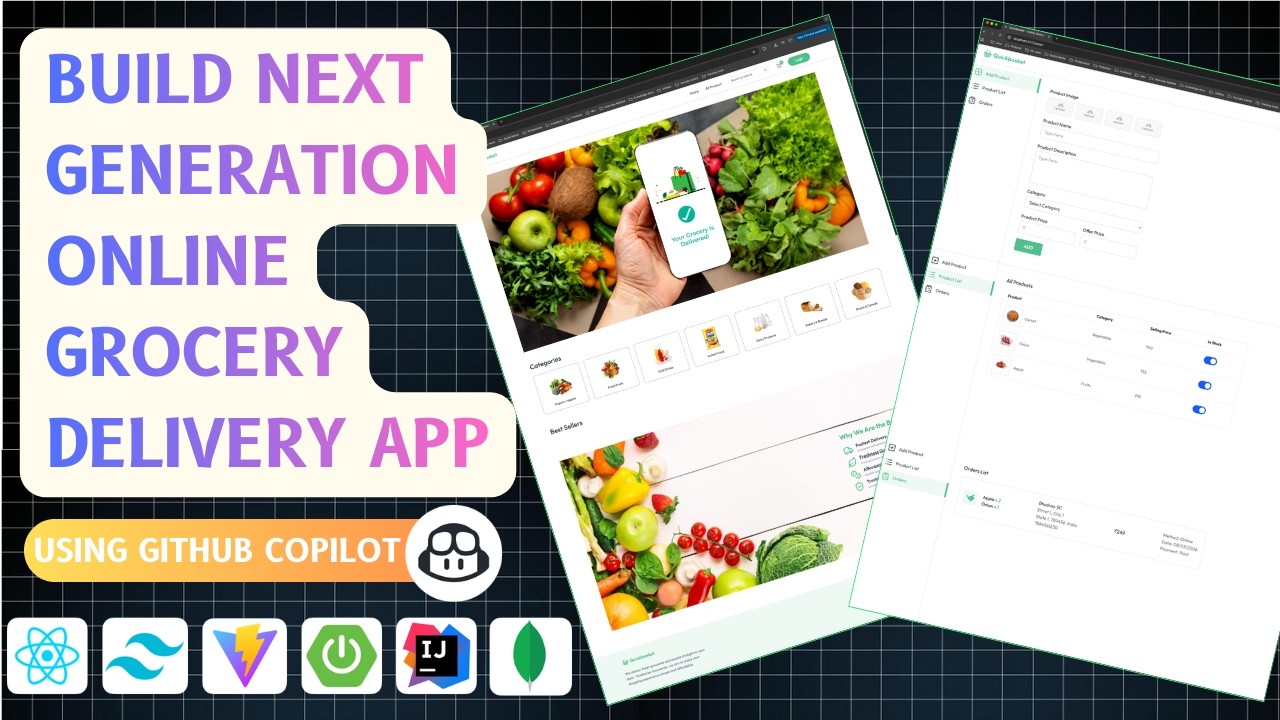 Build COMPLETE Grocery App with React + Spring Boot + Stripe + Razorpay | Build using Github Copilot