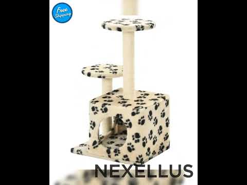 Vidaxl cat tree with sisal scratching posts 60 cm beige paw prints