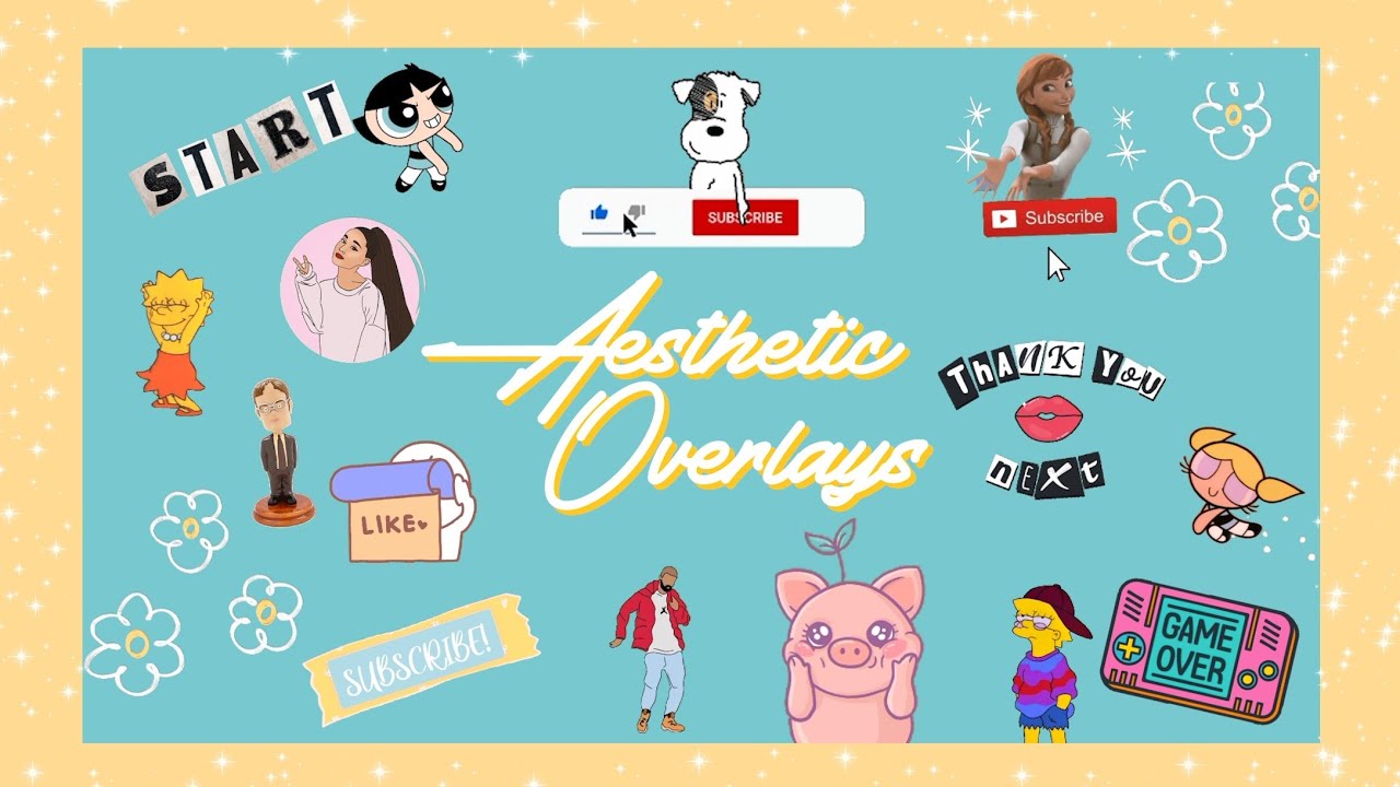 ♡ FREE aesthetic green screen overlay for videos 2026 + free aesthetic subscribe buttons, cartoons ♡