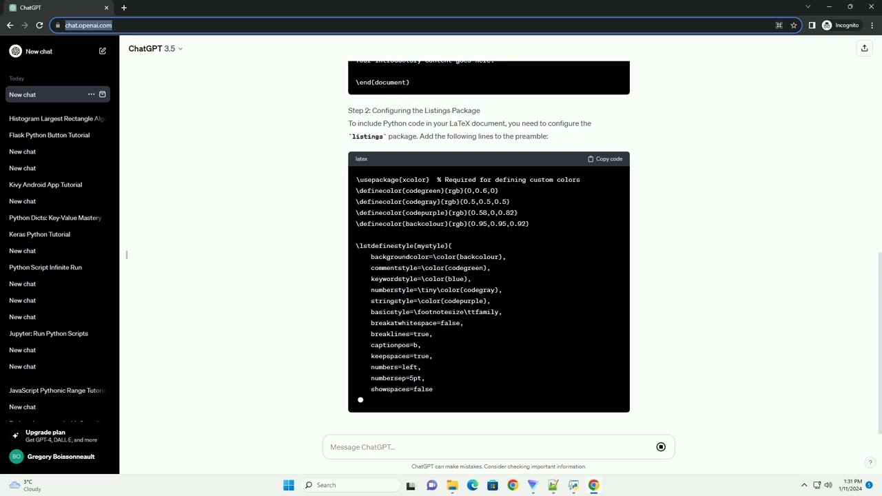 latex python code snippet