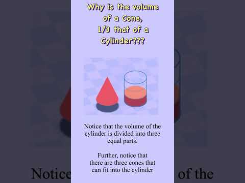 Why is the Volume of a Cone, 1/3 that of a Cylinder??? #reel #reels #maths #mathstricks