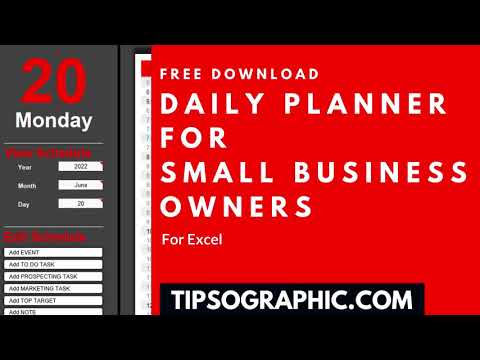 Small Business Owner Daily Planner Template for Excel ► Free Download
