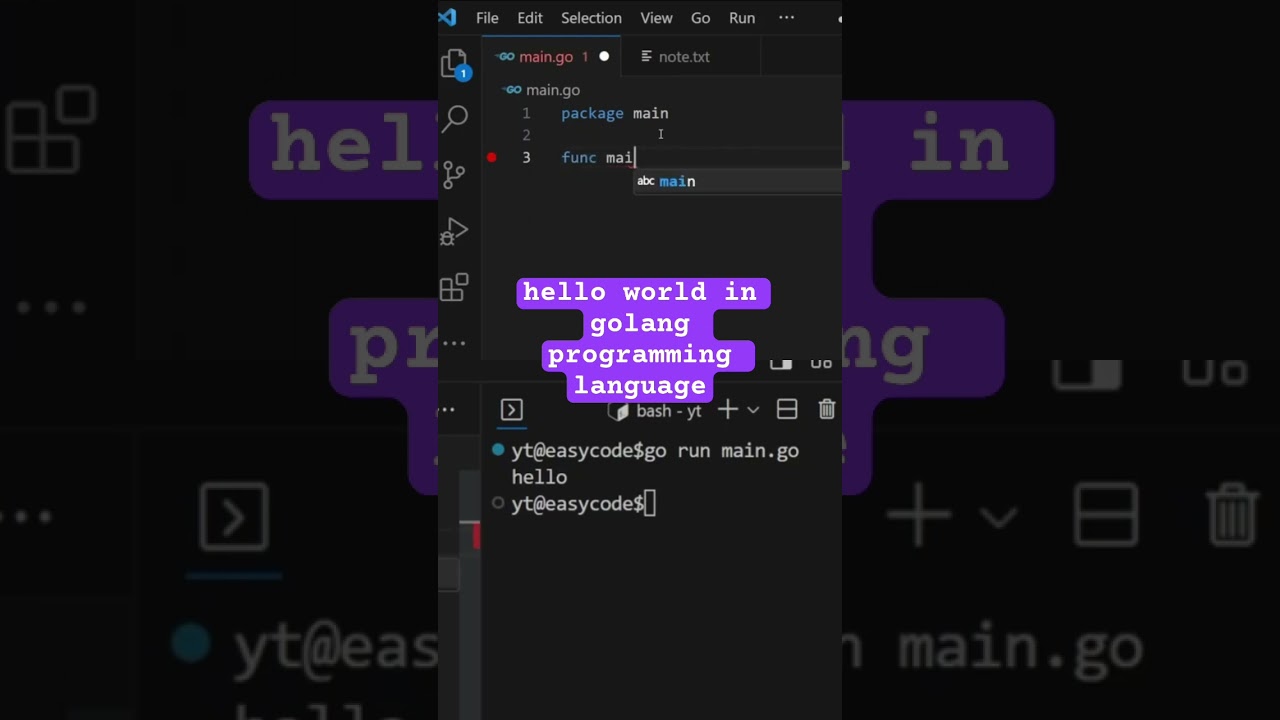 Hello world in Golang programming language tutorial #codingmalayalam  #coding #javascript #python