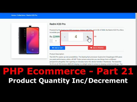 Learn PHP Ecom Part 21 How to make product quantity increment and decrement using jQuery in PHP ...