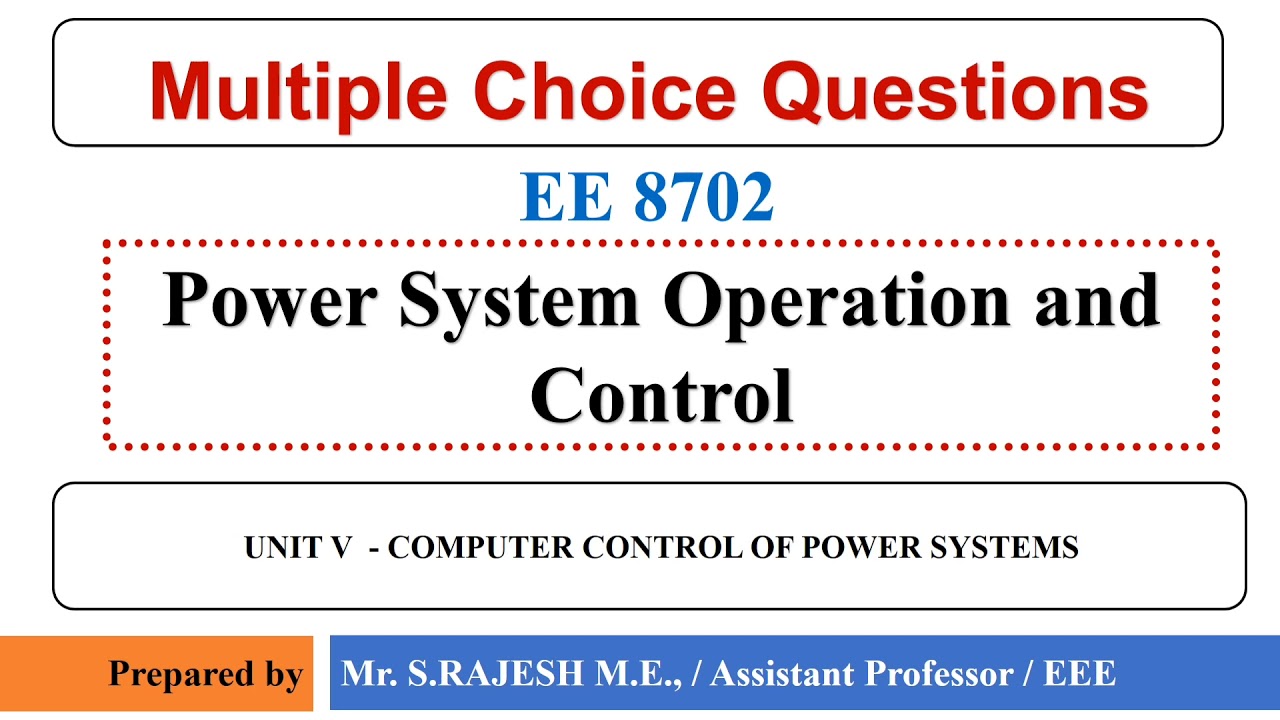 PSOC UNIT V COMPUTER CONTROL OF POWER SYSTEMS