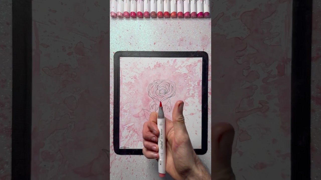 Stained Art with Red & Realistic Rose Drawing! ✍️🌹 Which Flower should I Draw Next?! 🤔 #shortsart