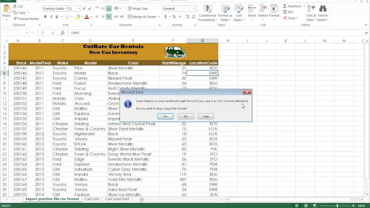 Exporting a Worksheet as a Text File
