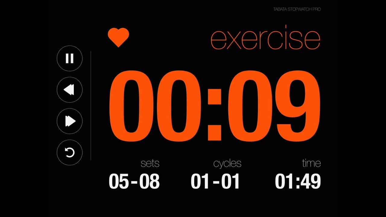 Online Tabata Interval Timer 4 Minutes (Black Theme)