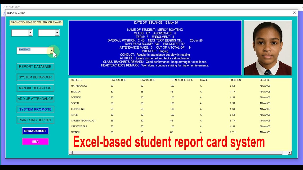 Excel-Based Student Report Card System | Auto Generate & Save as PDF
