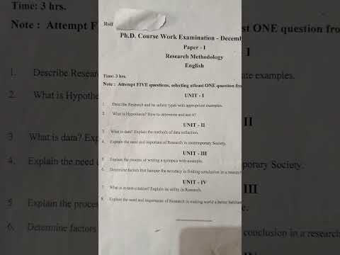 Research Methodology - Ph.D Course Work- English Paper 1 #shorts #educatinalvideo #researchquestion