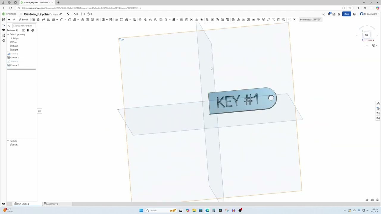 How to Make a Custom Keychain in Onshape | Beginner CAD Tutorial + 3D Print