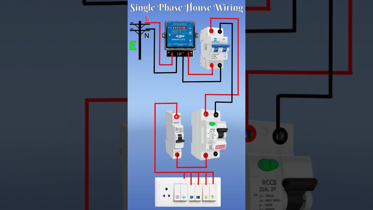 House Wiring Diagram // Single Phase House Wiring // House Wiring #shorts #shortsvideo