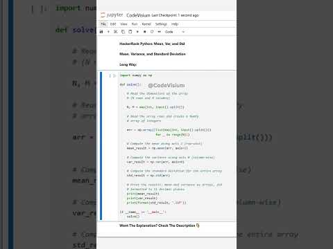 Mean, Variance, and Standard Deviation – Detailed Version #Python #HackerRank #NumPy #Statistics