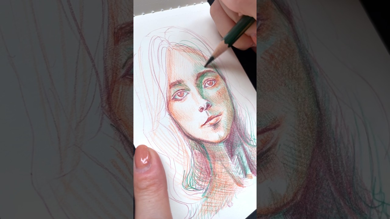 How to draw portrait using coloured pencils | daily sketchbook #portraitdrawing #howtodraw #myart