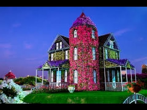 MIRACLE GARDEN DUBAI IN THE EVENING + BUTTERFLY GARDEN, DUBAILAND, JANUARY 2016