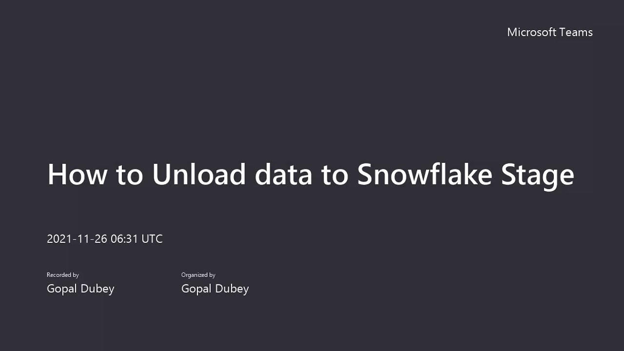 How to Unload data to Snowflake Stage