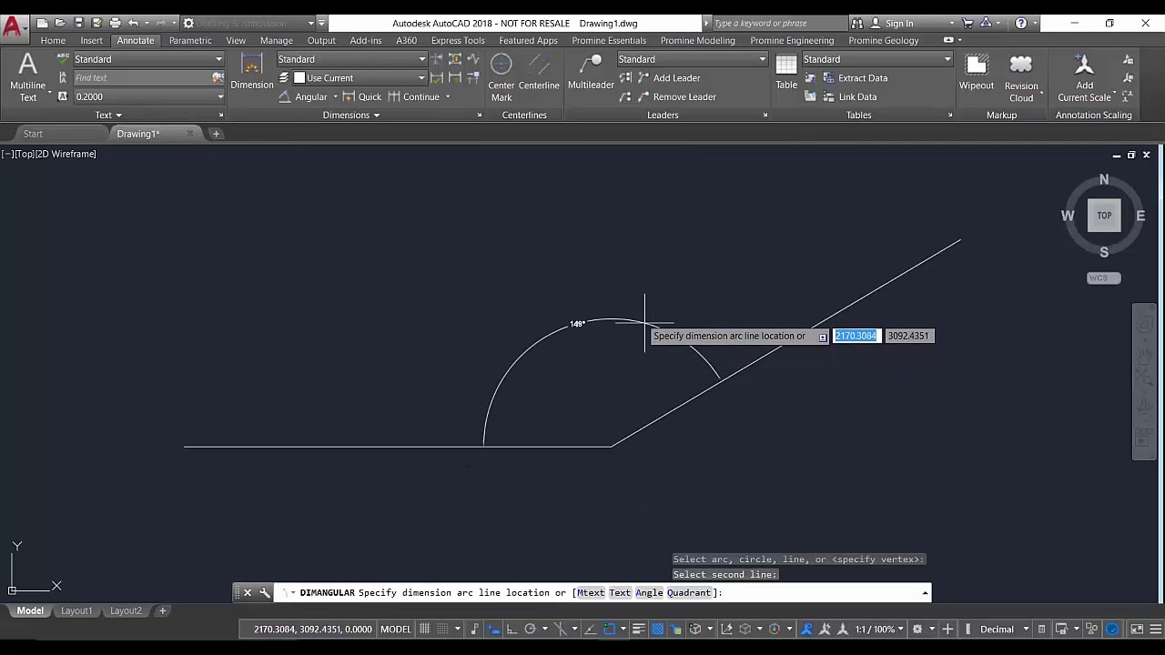 Promine AutoCAD Tip of the Week: The DIMANGULAR Command