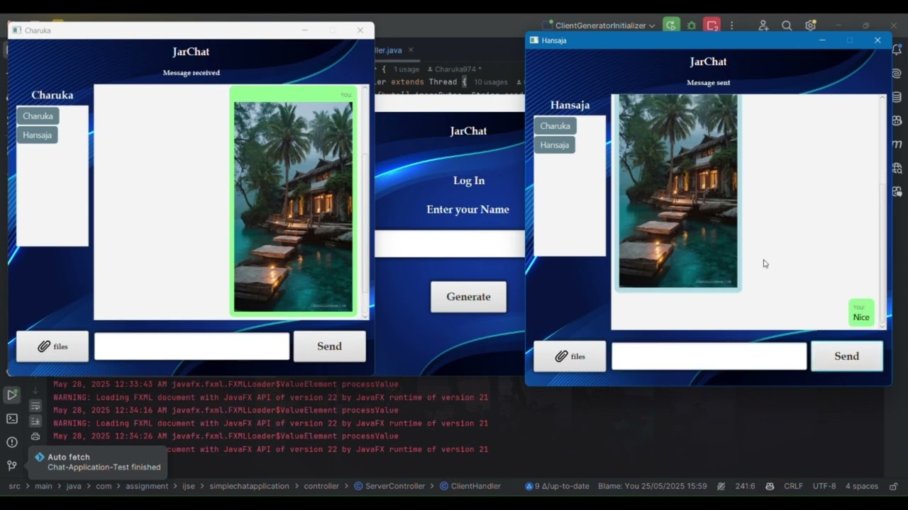JarChat | Java Socket Programming + JavaFX Chat App Demo | Real-Time Group Messaging