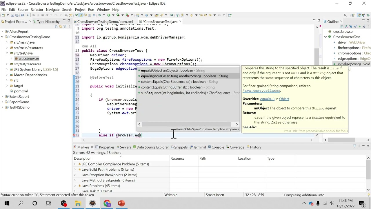 Cross browser testing using Selenium and TestNG