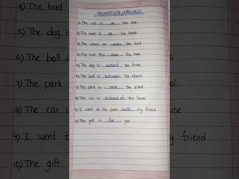 Prepositions Worksheet| Preposition Examples|Preposition Sentences| Prepositions| Fill In The Blanks