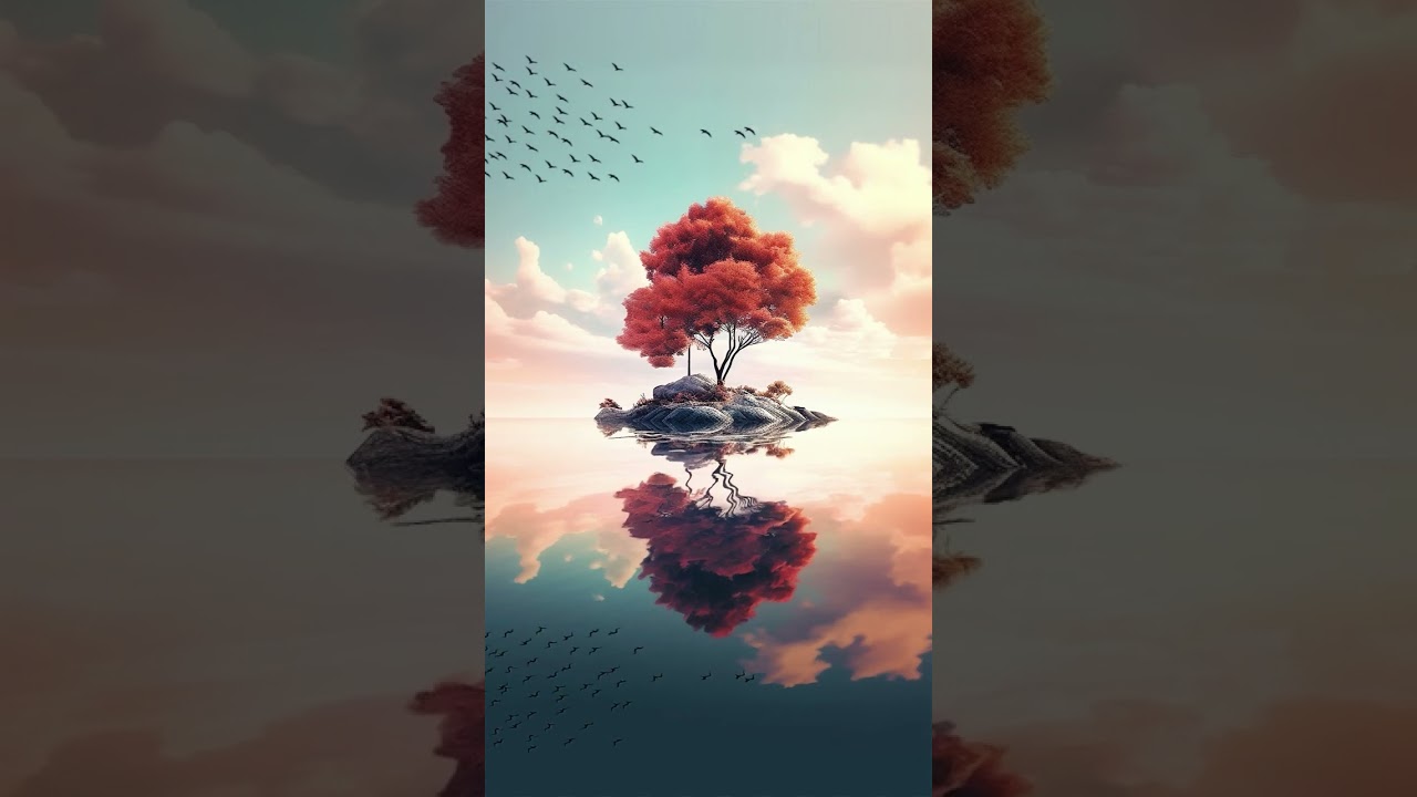 #nature #tree #digitalart #wallpaper #livewallpaper #landscape #birds #lake #summer #spring