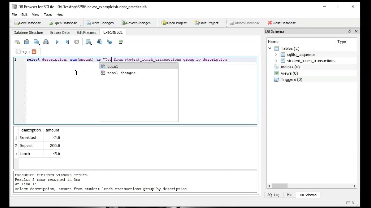 Database SQL Basics SQLite DB Browser