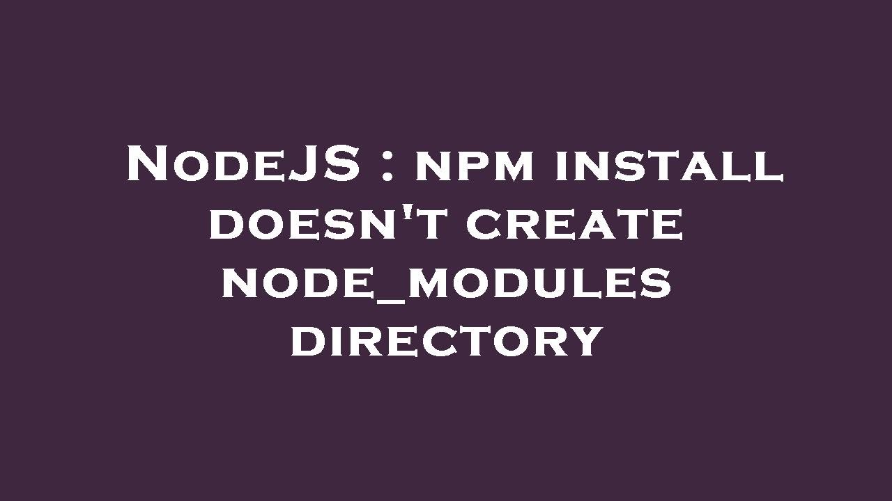 NodeJS : npm install doesn't create node_modules directory