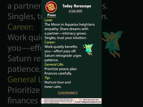 Pisces Horoscope Today: July 6, 2025 🌟Horoscope Shorts | Daily Horoscope Tips #piscestoday