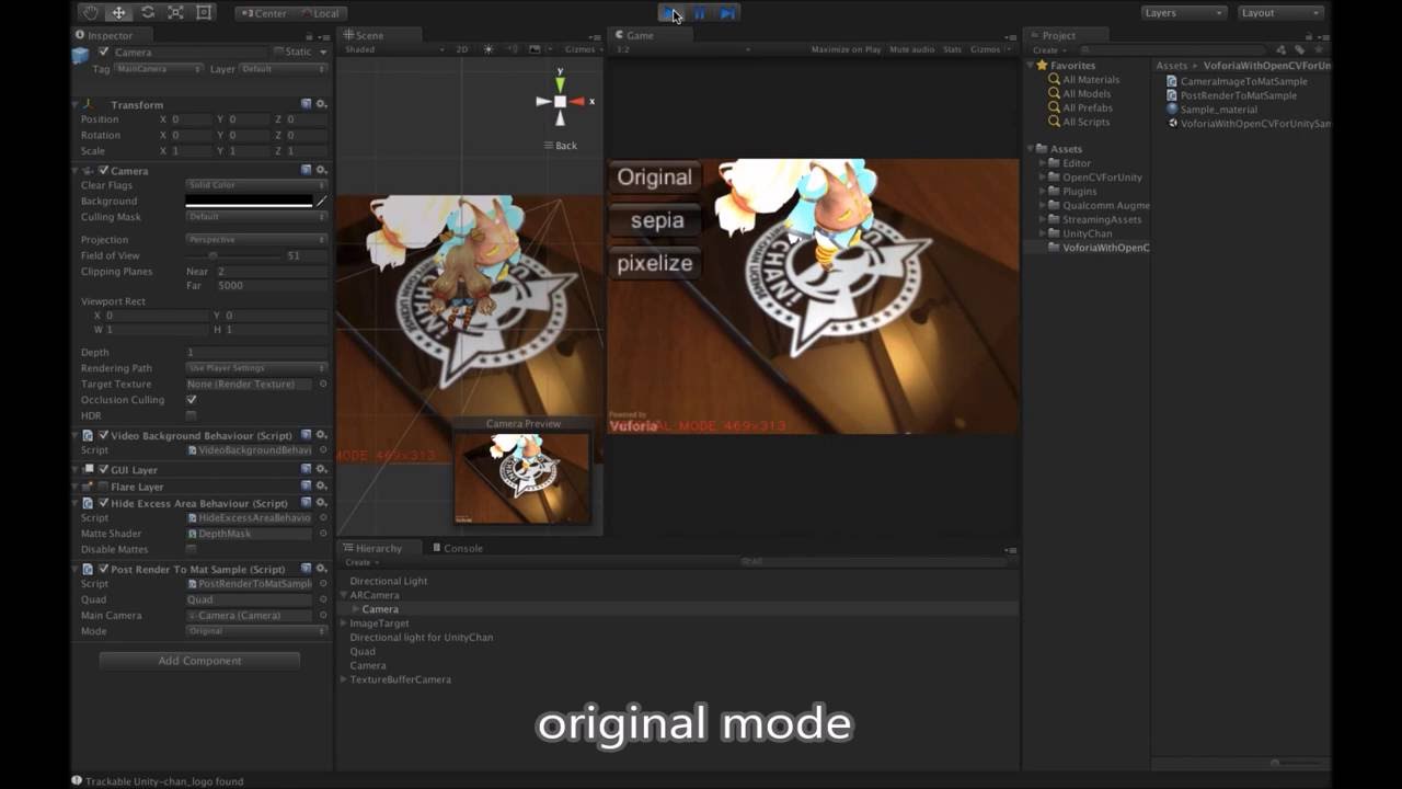 Vuforia with OpenCV for Unity Example