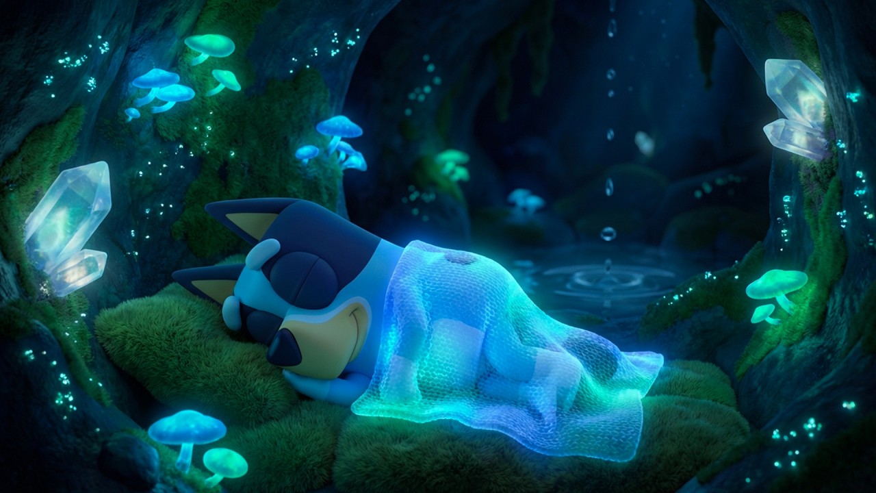 NO ADS Piano Music for Deep Sleep | Crystal Cave Night Ambience with Bluey