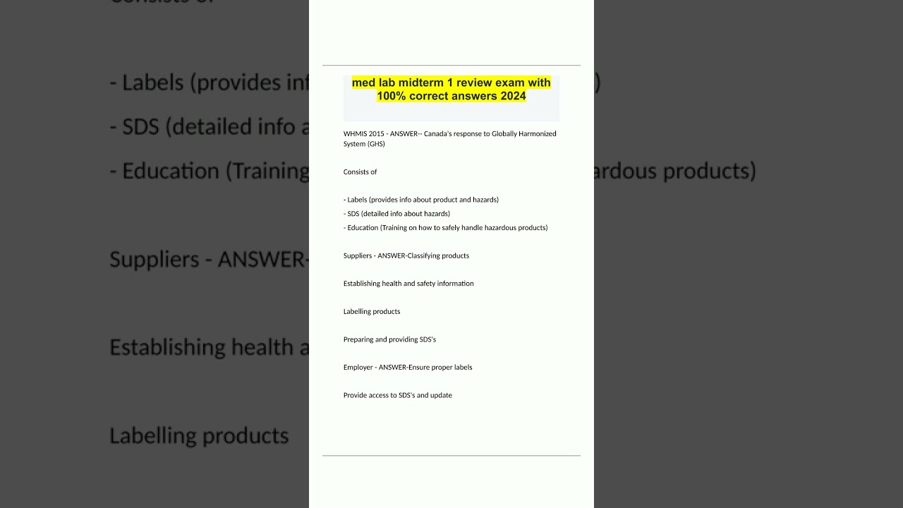 #learnexams med lab midterm 1 review exam with 100 correct answers 20245