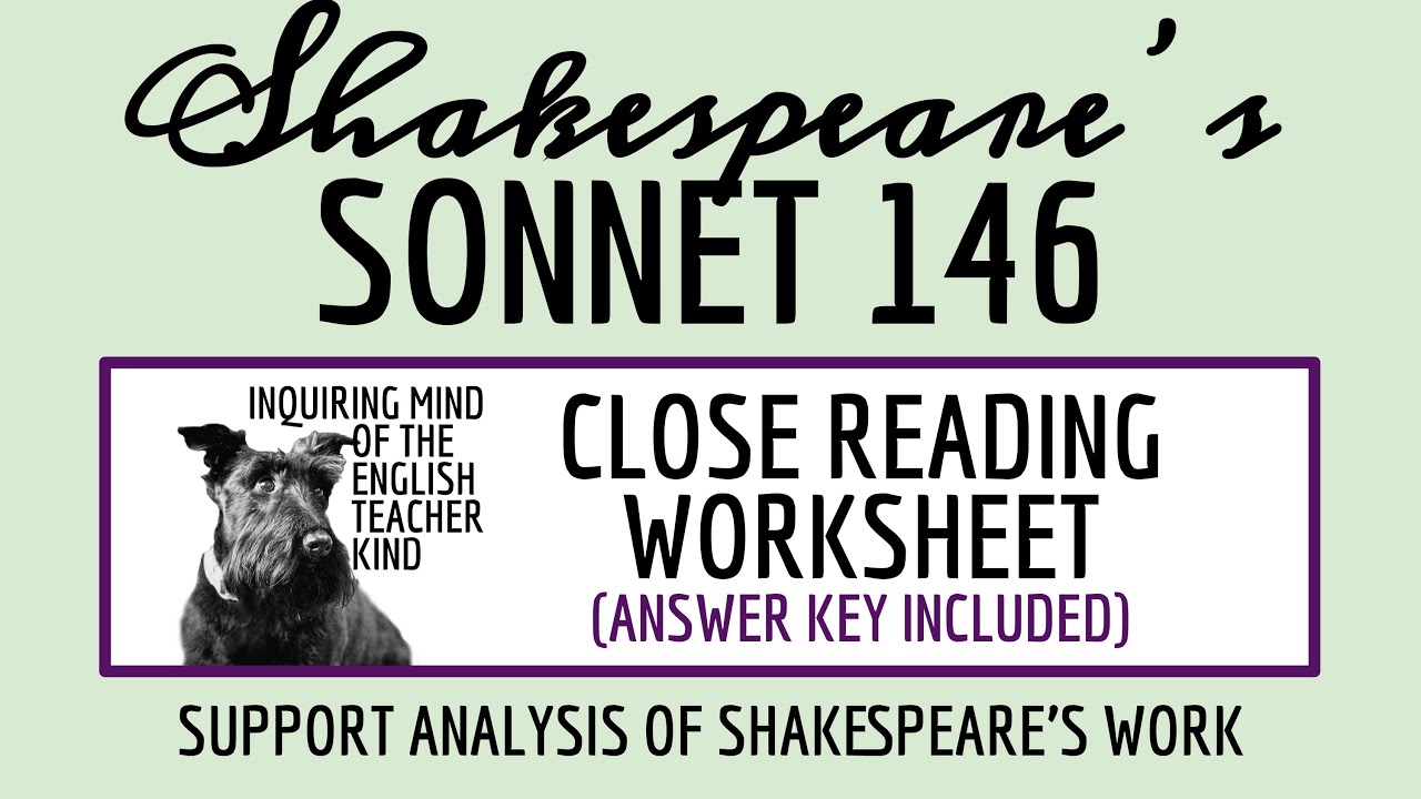Shakespeare's Sonnet 146 Close Reading Worksheet and Answer Key | High School Poetry Analysis