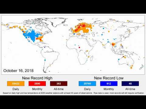 Daily high and low record temperatures recorded in 2018