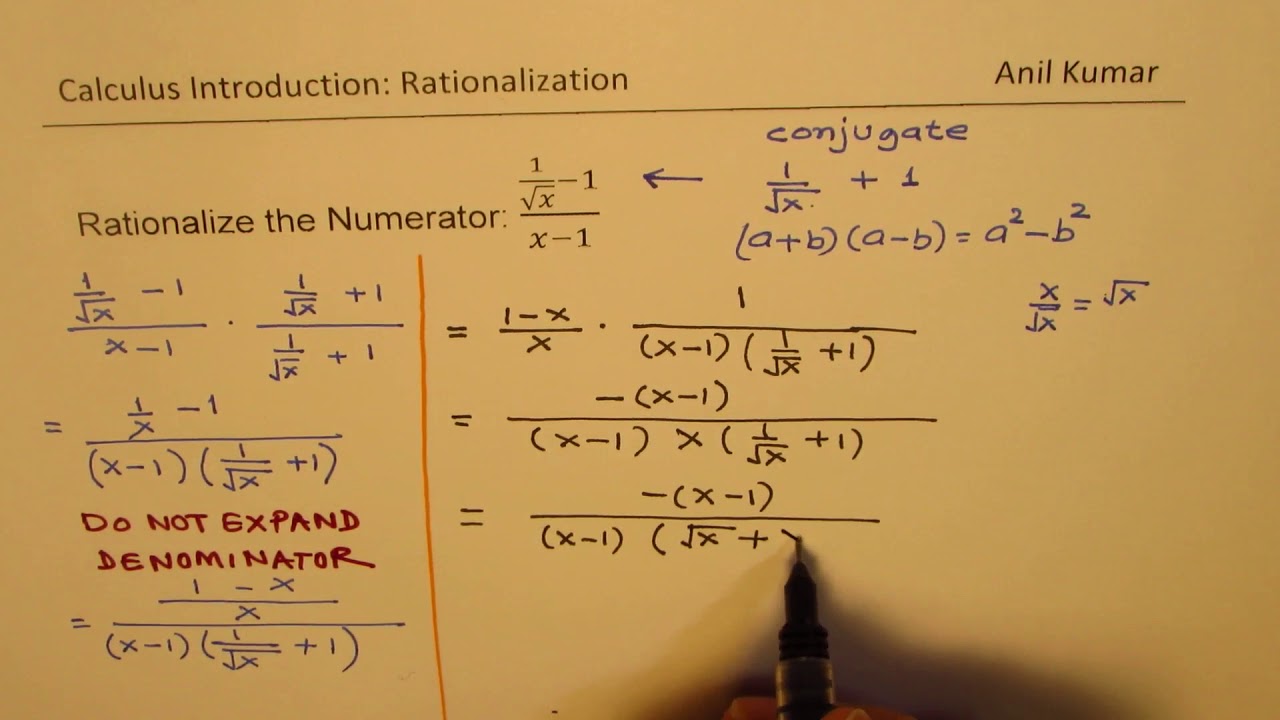 Correct Method to Rationalize Numerator Pre-Calculus