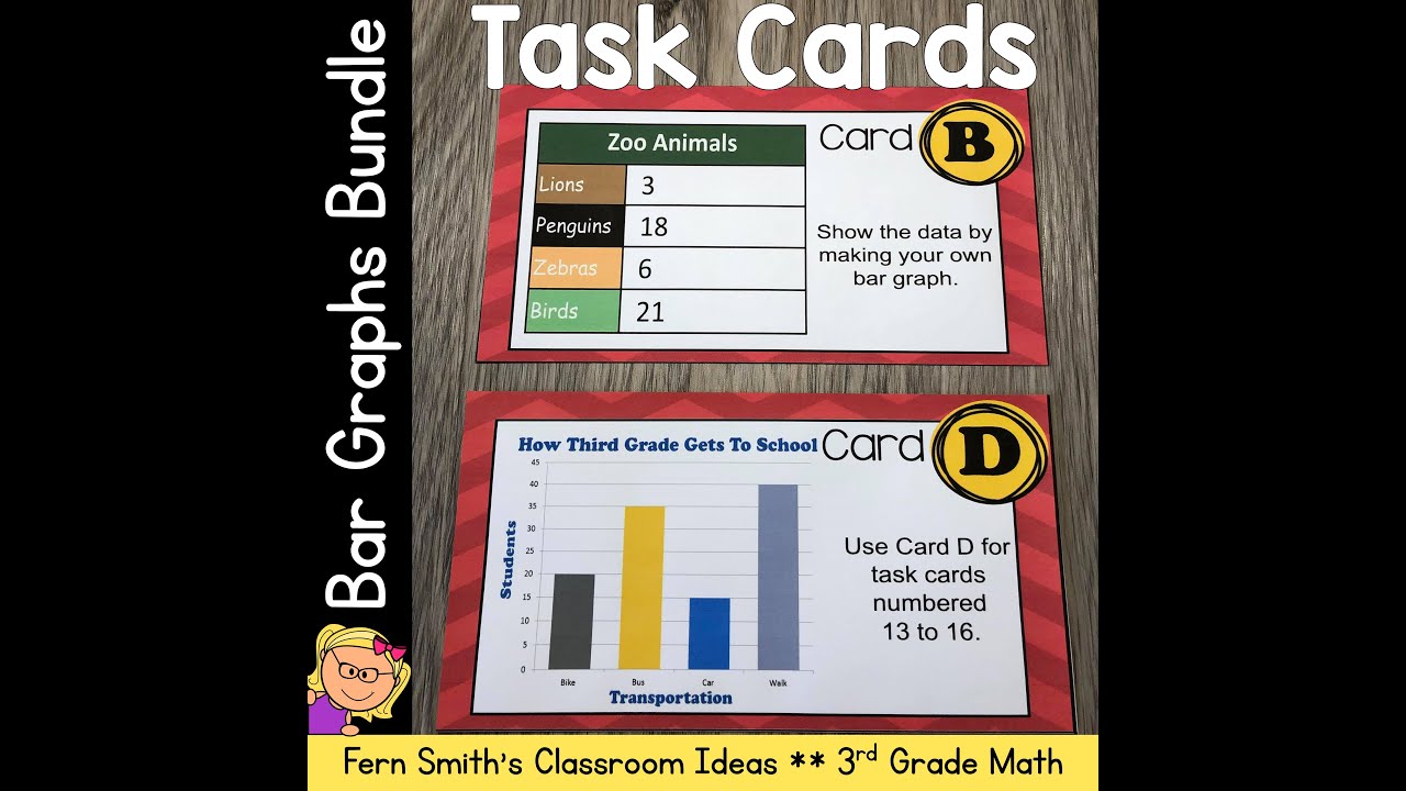 3rd Grade Math Use and Make Bar Graphs Task Cards Bundle