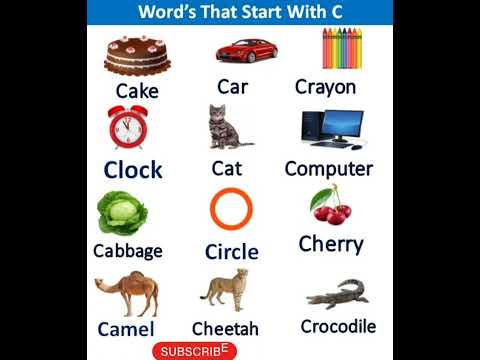 Words that start with C/ English alphabet/C - Cake, C - Car, C - Crocodile, C - Camel, C - Cat