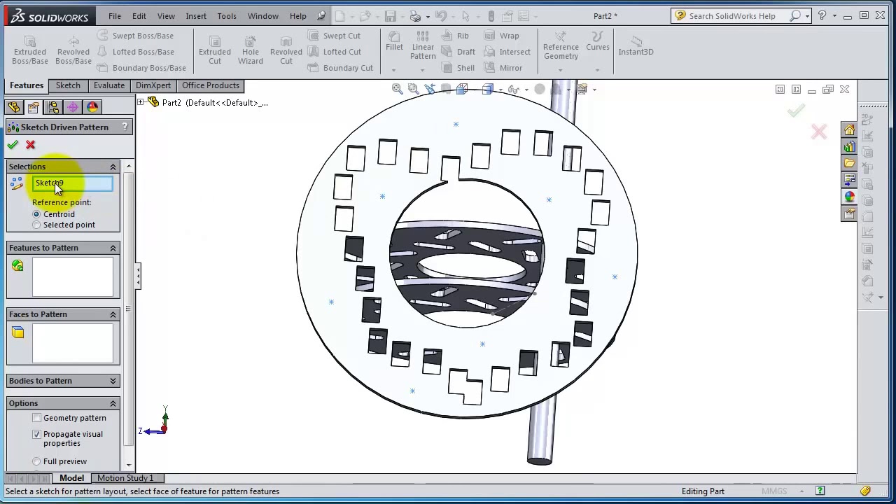 SolidWorks 2014 Tutorial 49  Sketch Driven Pattern HD
