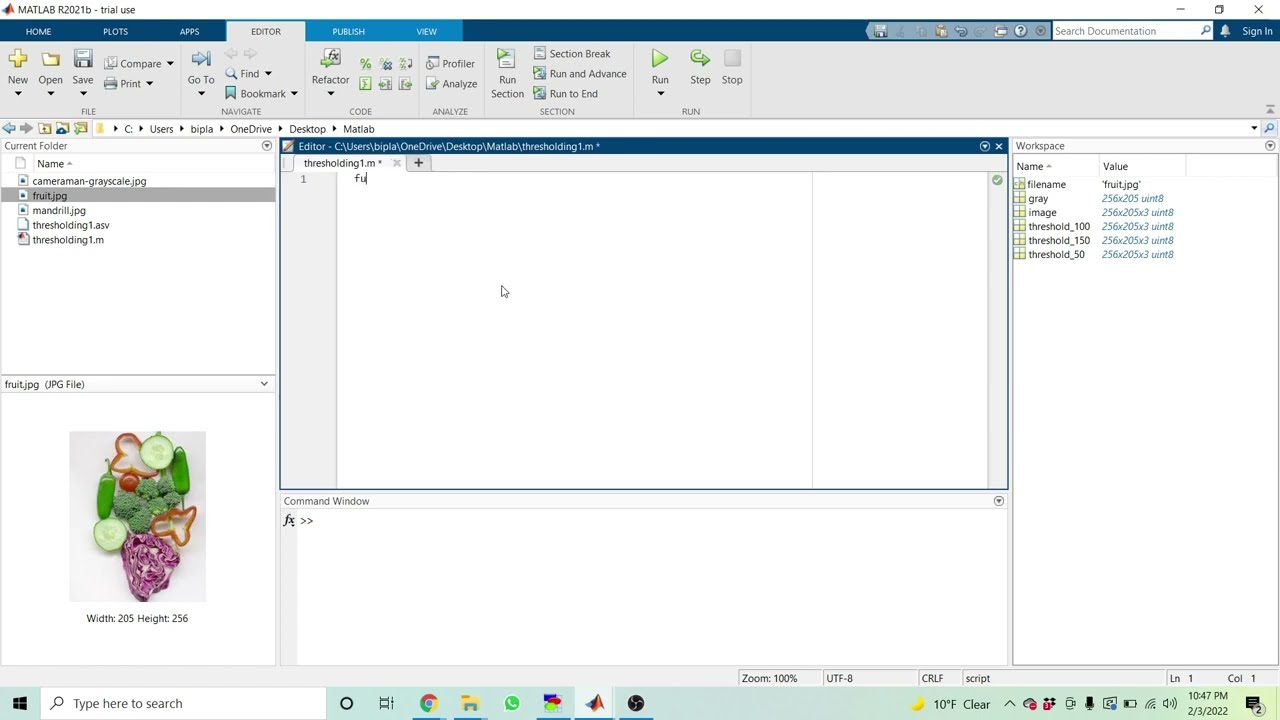 Image Thresholding in Matlab using Function, Segmenting Images