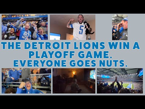 THE DETROIT LIONS WIN A PLAYOFF GAME. EVERYONE GOES NUTS. (Fan Reactions)