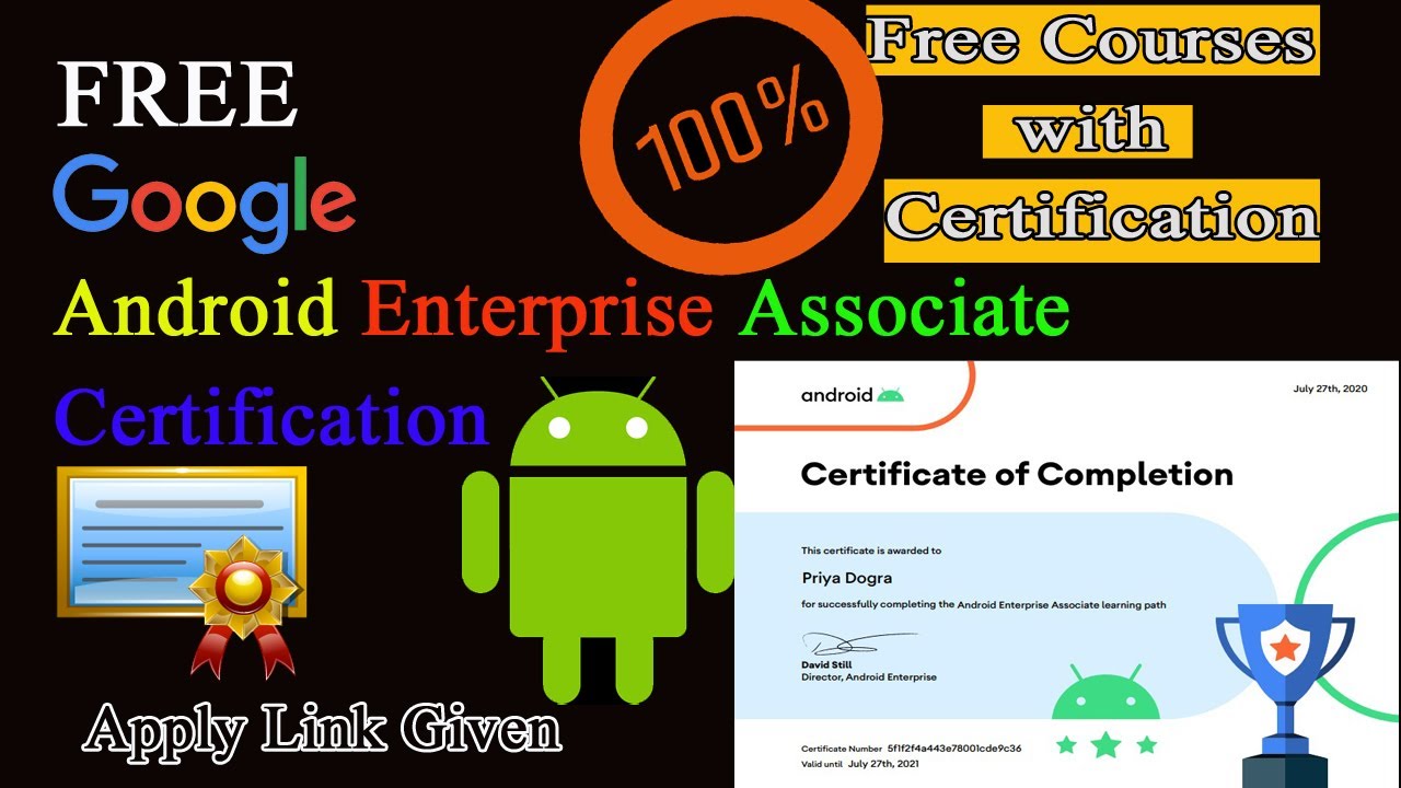 Free Google Android Certification - Android Enterprise Platform Associate Certification Google