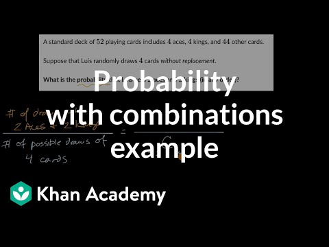 Probability with combinations example: choosing cards (video) | Khan ...