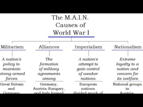 The main causes of World War I/ militarism/ alliances / imperialism/ nationalism 😇
