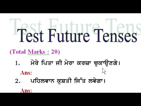 All Future Tenses test| examples | exercise | tense in Punjabi