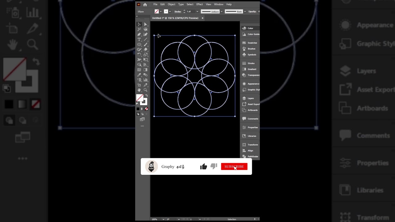 Design Flower out of Circles | Adobe Illustrator Tutorial for Beginners | Graphy Tamizh #shorts