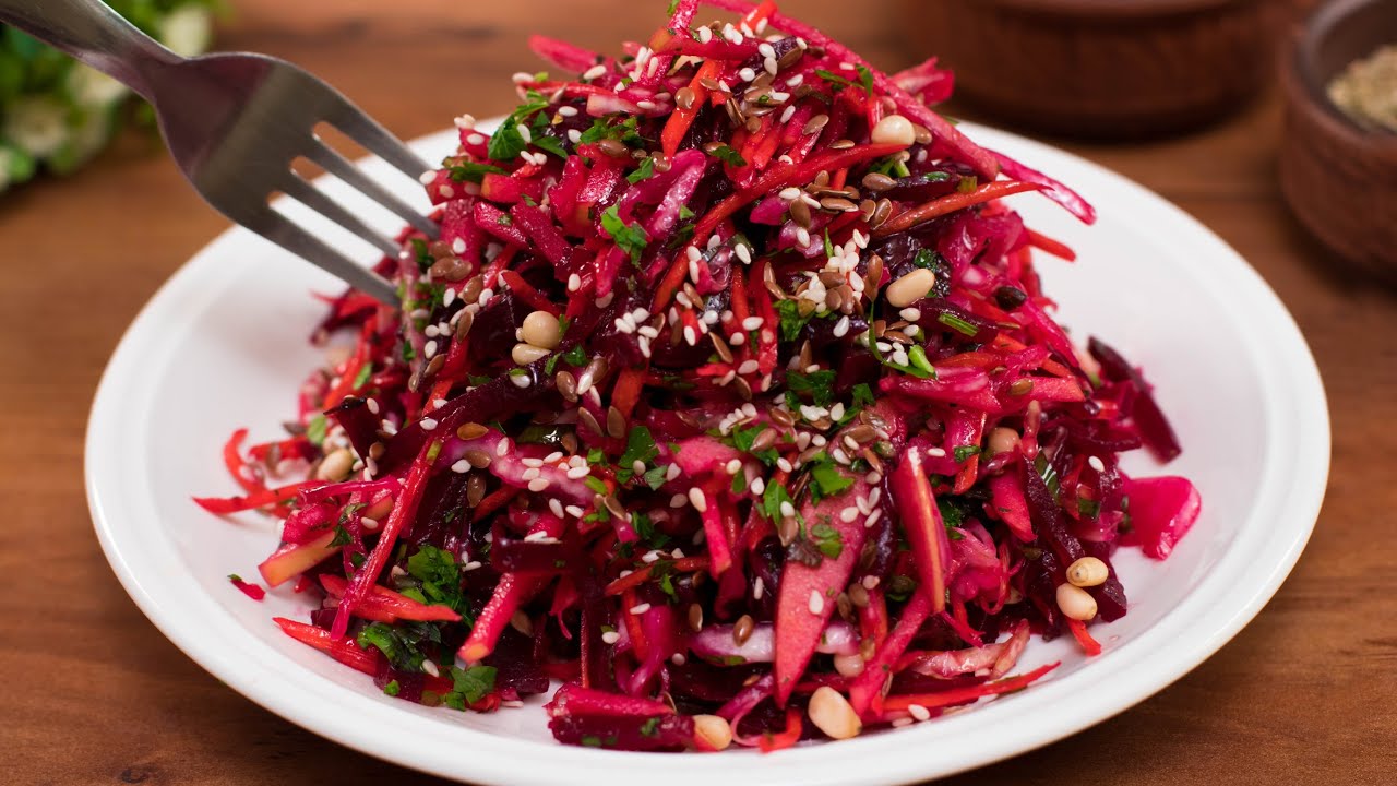 Salad for youth and beauty. Beetroot, apple and carrot. The Best Salad You'll Ever Make!