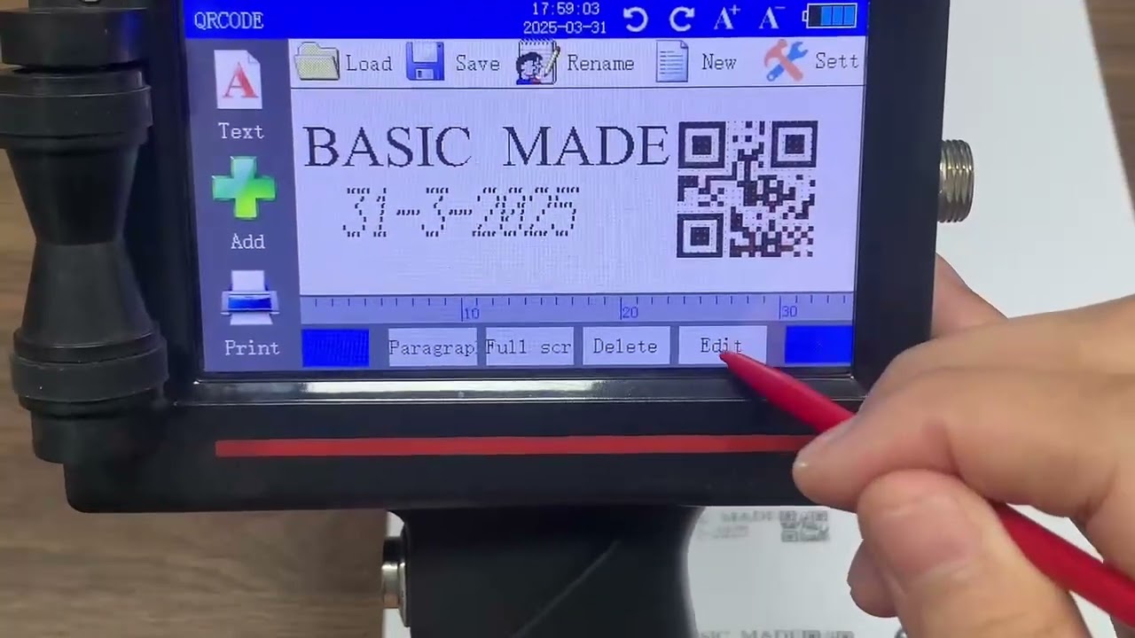 Variable QR code printing application with Basic handheld printer, clear printing & high recognition